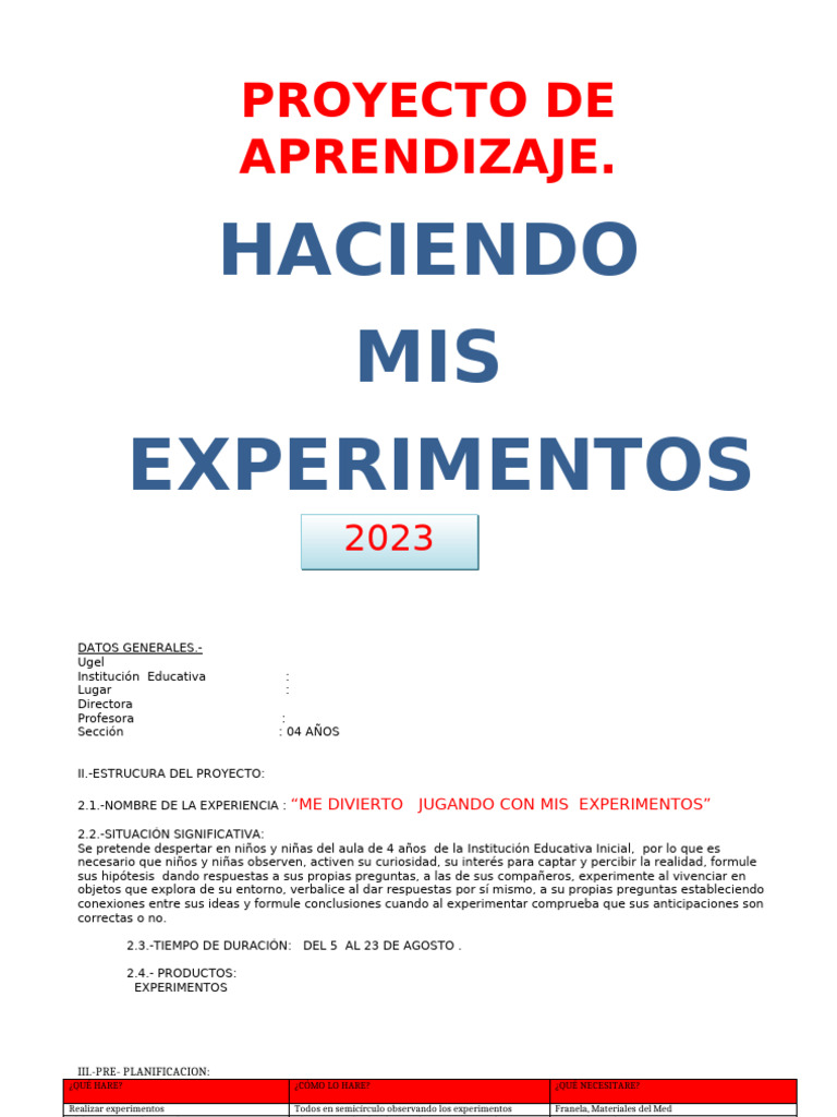 PROYECTO EXPERIMENTOS (1) | PDF | Evaluación | Huella dactilar