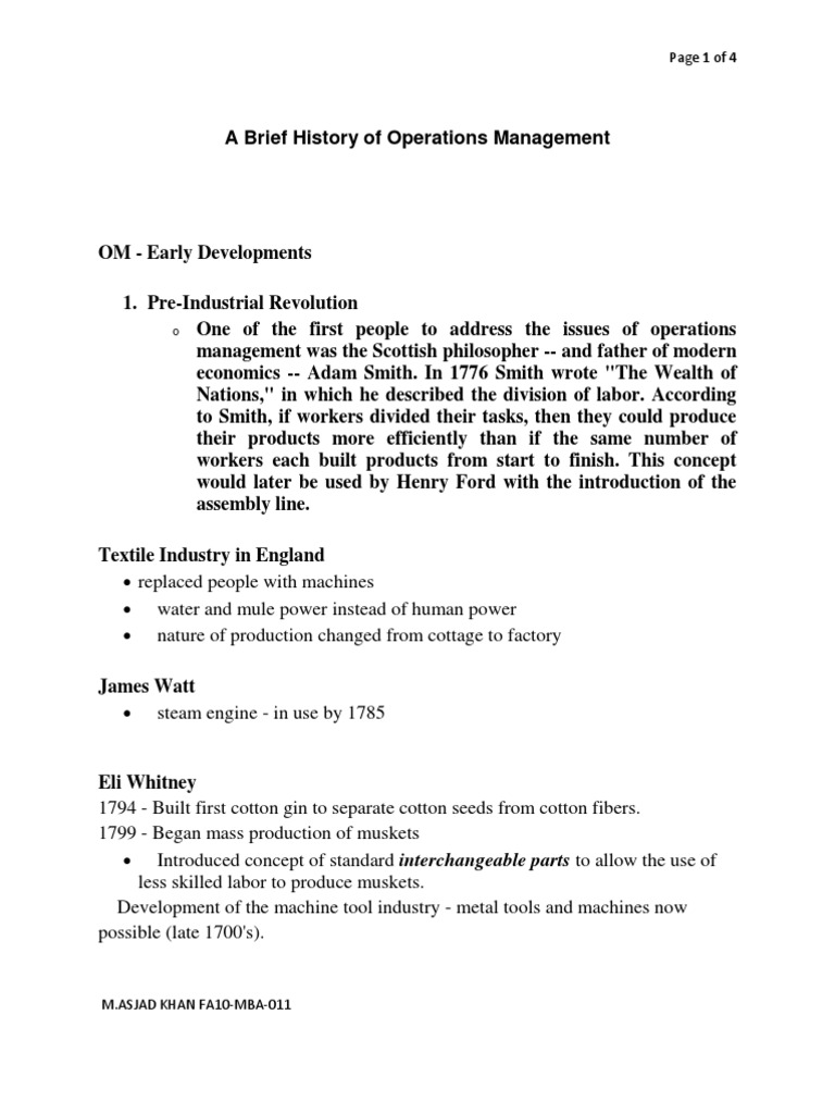 A Brief History of Operations Management | Download Free PDF ...