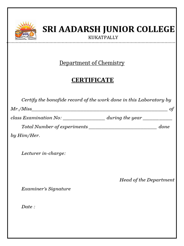 Chemistry Certificate | PDF