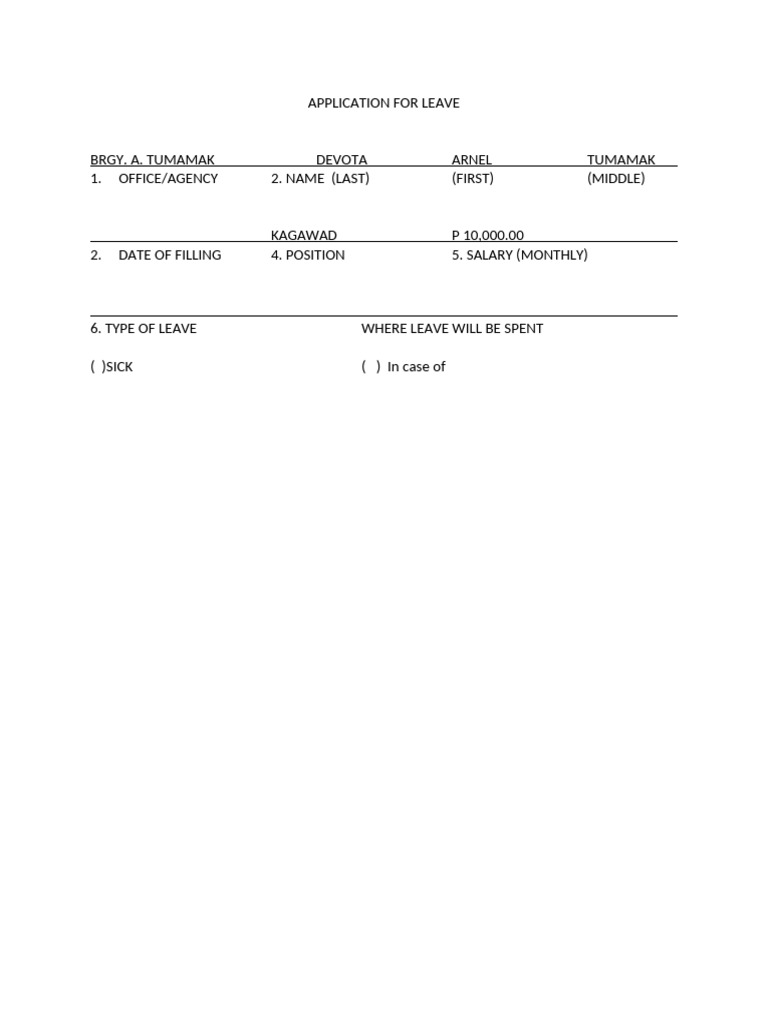 Application for Leave | PDF