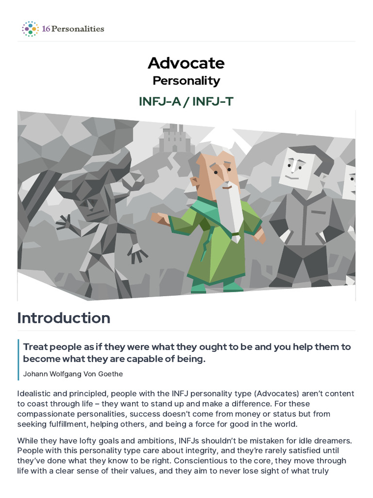 Introduction - INFJ Personality (Advocate) - 16personalities | PDF | Personality Type | Psychology