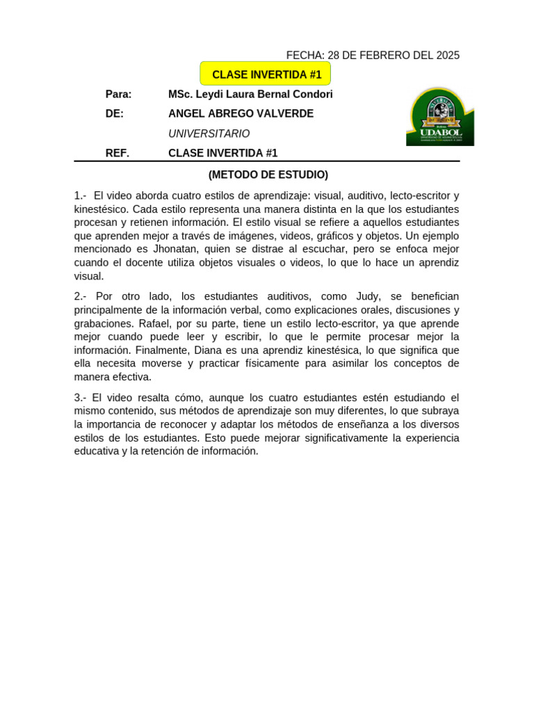 FORMATO DE CLASE INVERTIDA | PDF