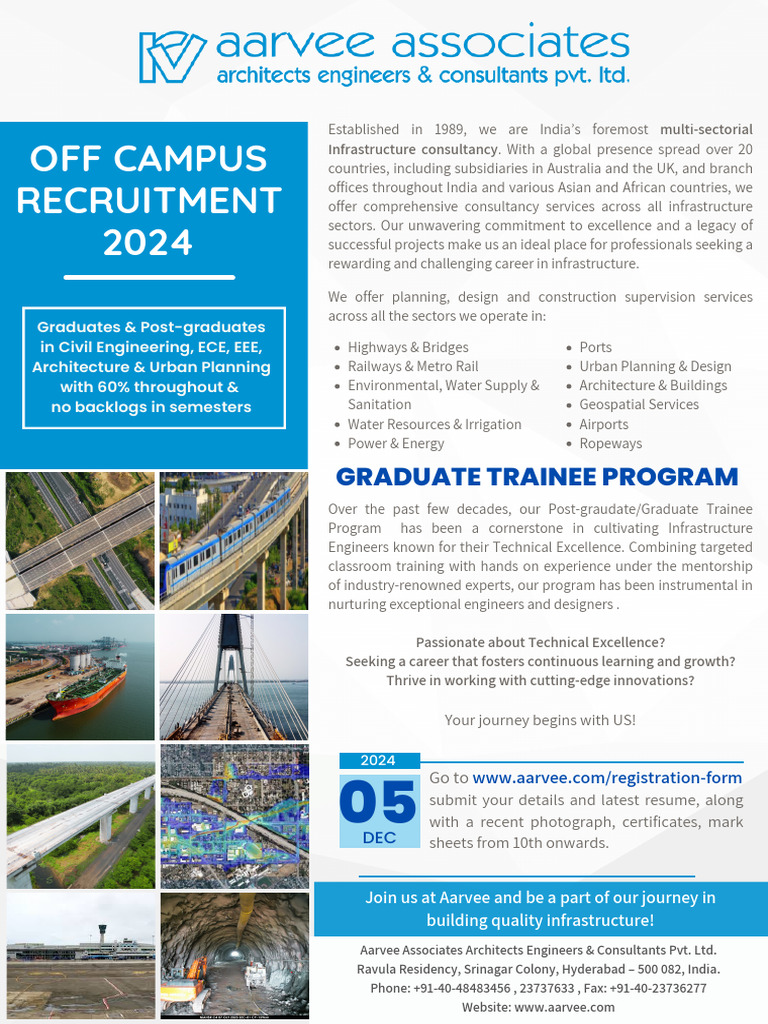 Aarvee-Poster For 2024 Campus Recruitment | PDF | Infrastructure | Economies
