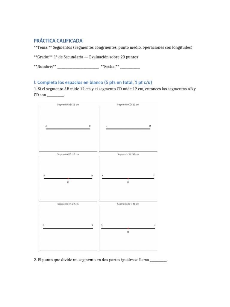 Practica Segmentos Geometria Con Imagenes | PDF