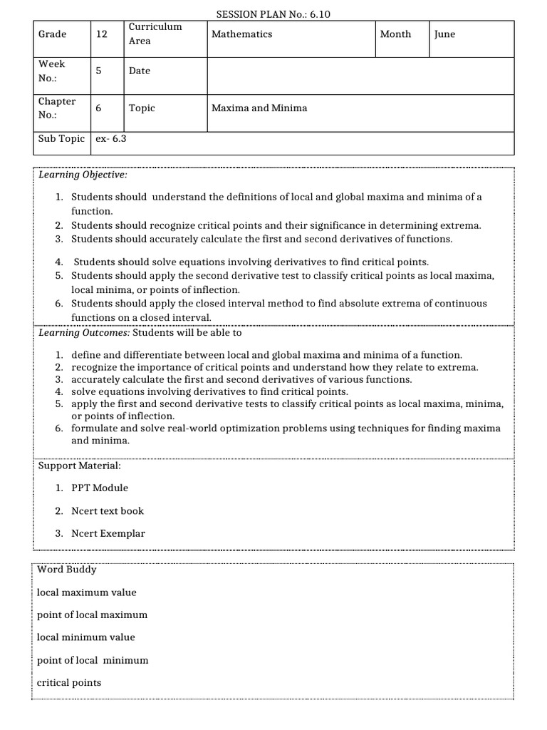 Session Plan 6.10 Ex-6.3 | PDF | Cognition | Mathematical Analysis