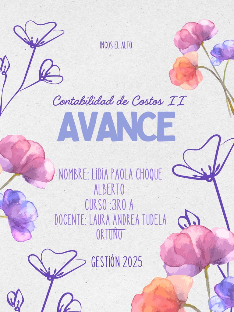 Documento A4 Portada de Proyecto Elegante Sencillo Ilustrado Floral ...