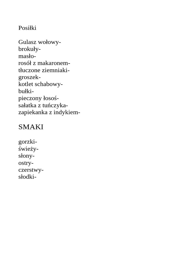 Angielski Posilki I Smaki | PDF