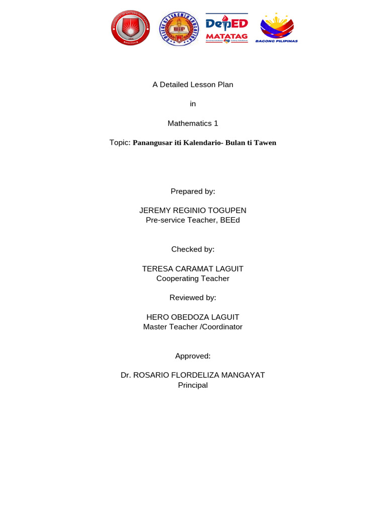 TOGUPEN JEREMY R. - Detailed Lesson Plan Template For Final ...