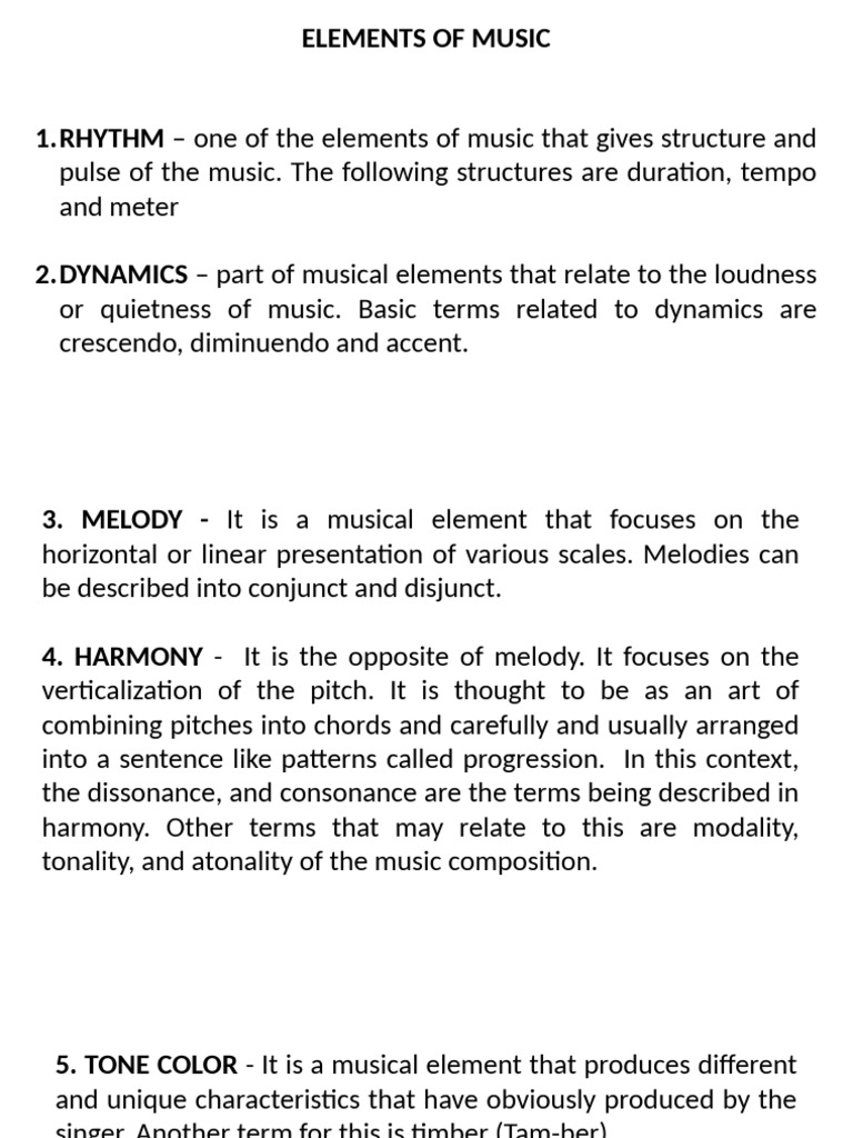 Characteristics of Music | PDF | Harmony | Elements Of Music