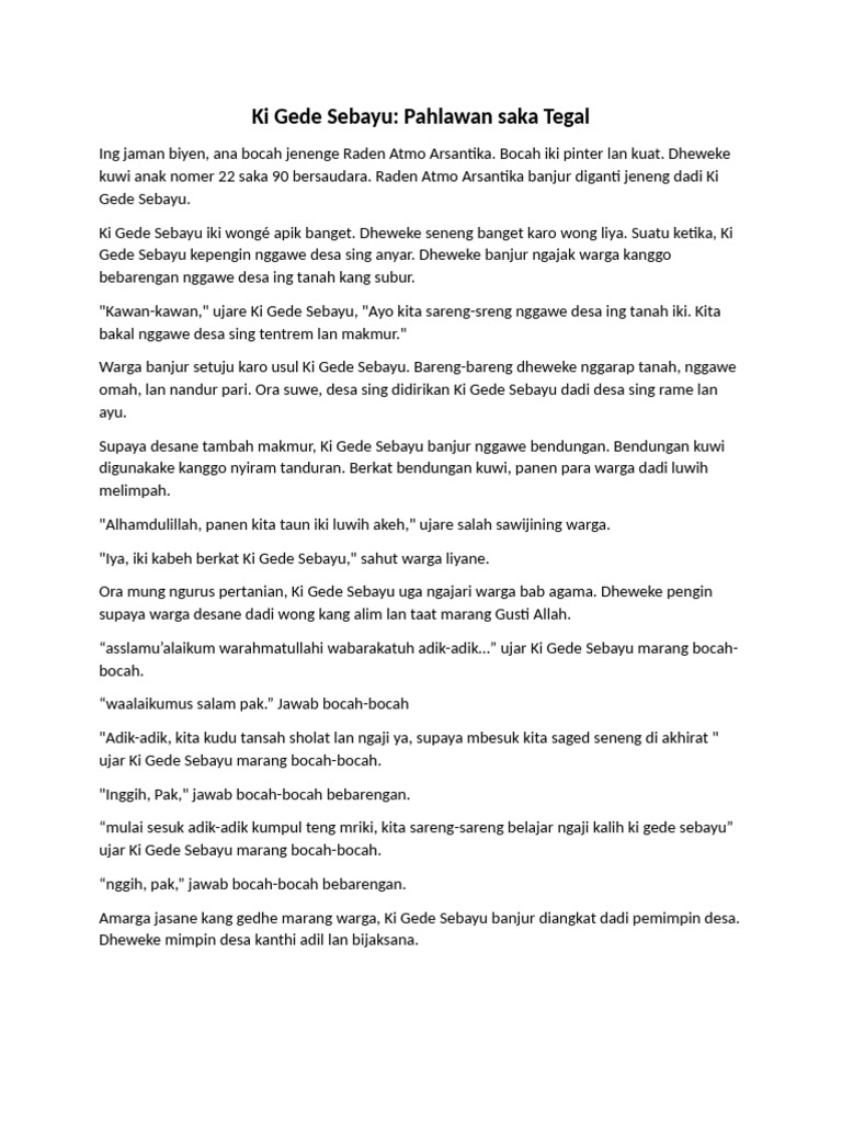 Cerita Rakyat Ki Gede Sebayu | PDF