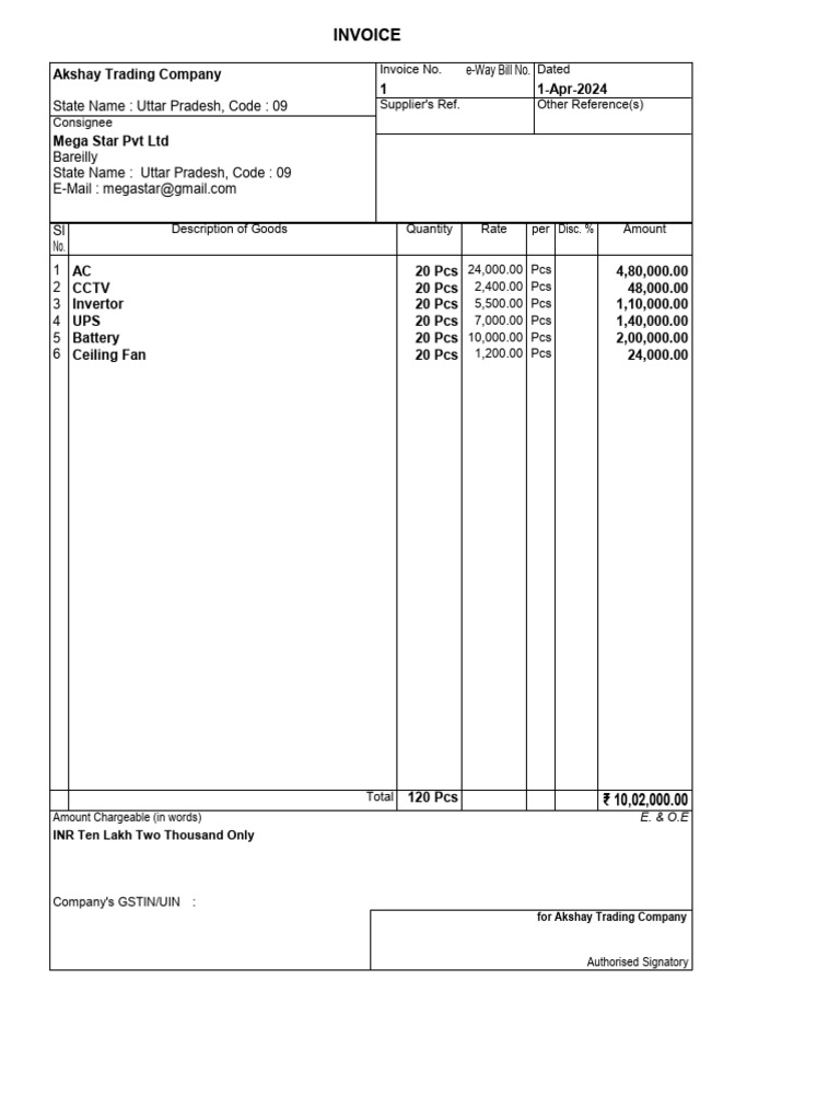 Tally ERP 9 Invoice Format Guide | PDF