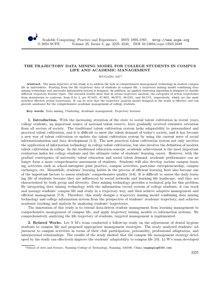 The Trajectory Data Mining Model For College Students in Compus Life ...