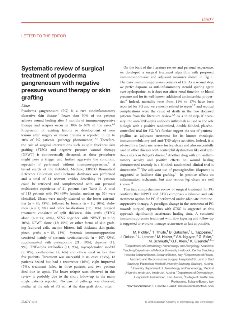 S Review Surgical Management of PG With NPWT or Skin Grafting | PDF ...