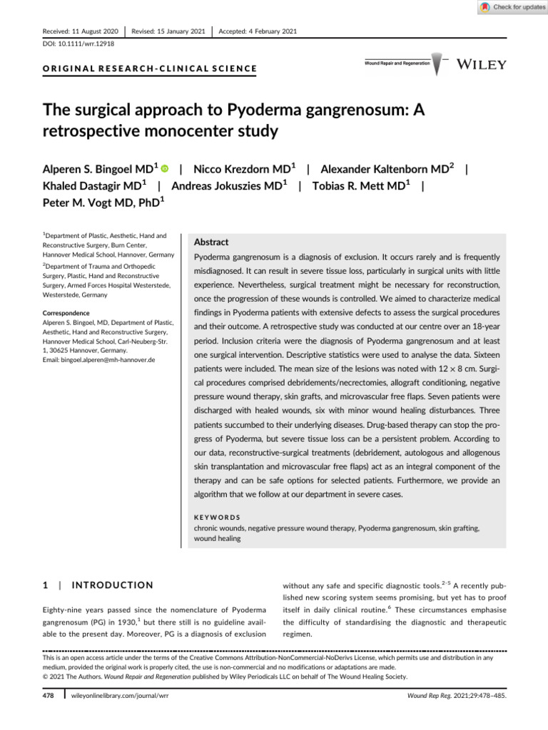 The Surgical Approach To Pyoderma Gangrenosum | PDF | Wound | Surgery