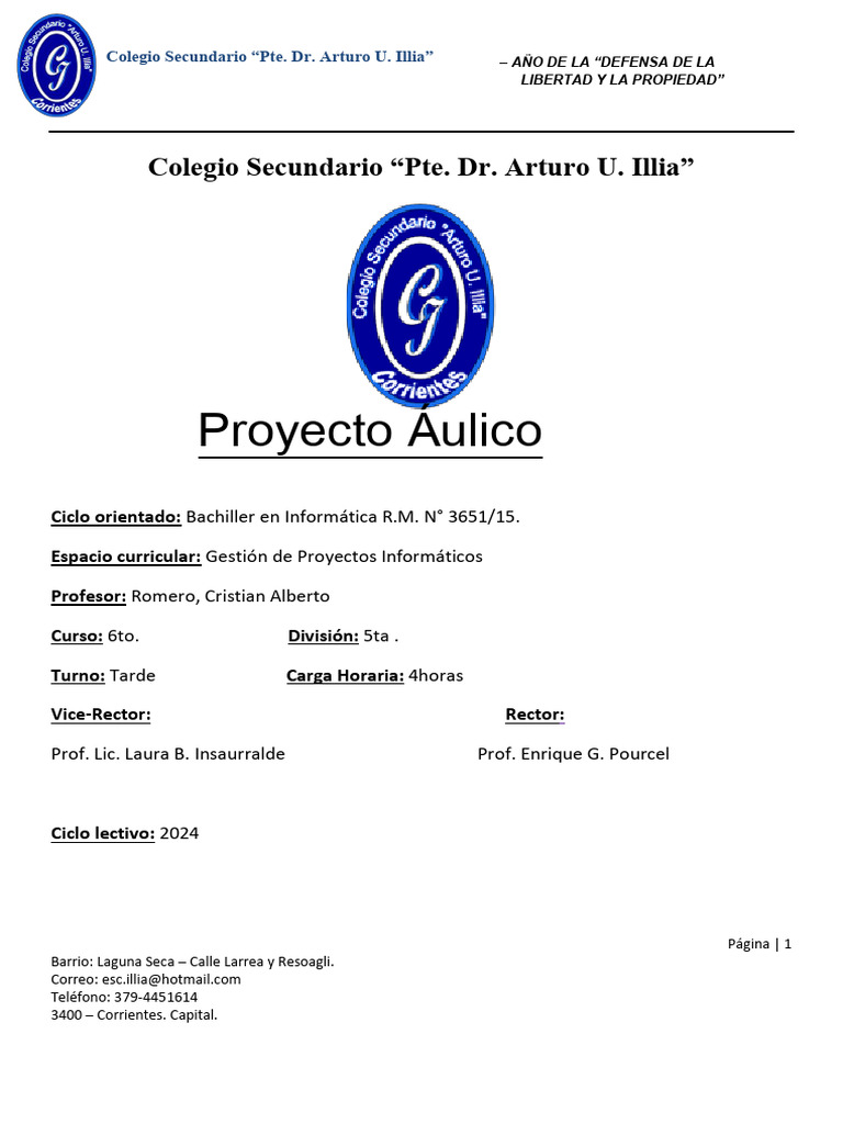 Proyecto Aulico de Gestion de Proyectos Informaticos 2024 | PDF ...