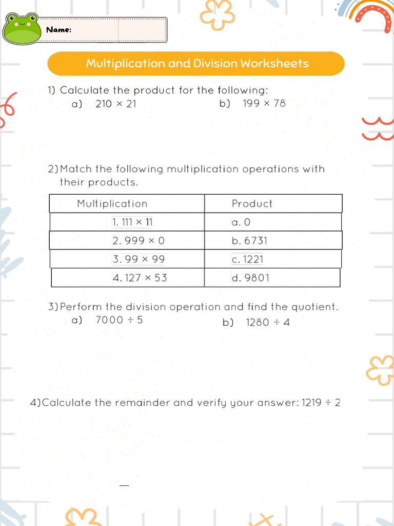 Multiplication and Division Worksheets Grade 5 | PDF