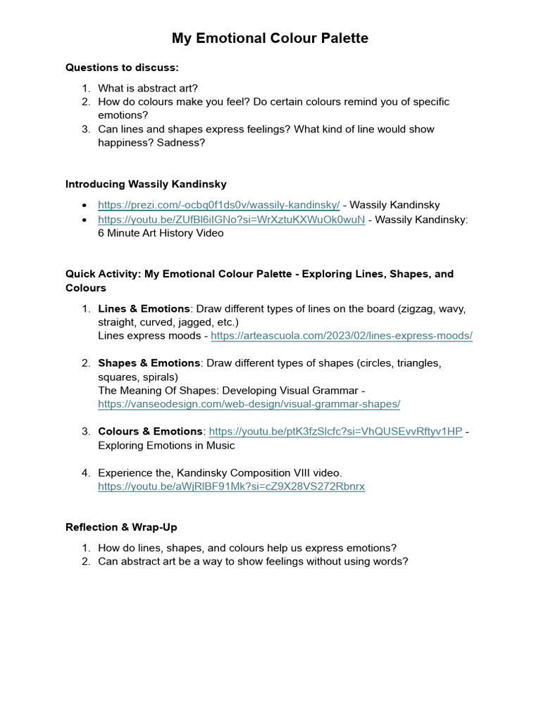 My Emotional Colour Palette | PDF