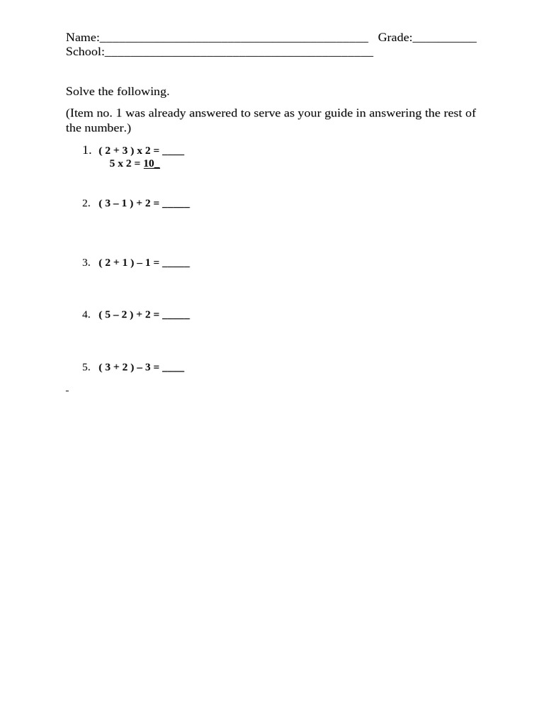 Grade 5 Activity | PDF