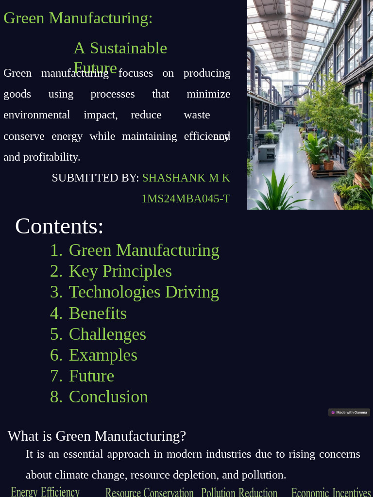 Green Manufacturing A Sustainable Future | PDF | Waste | Waste Management