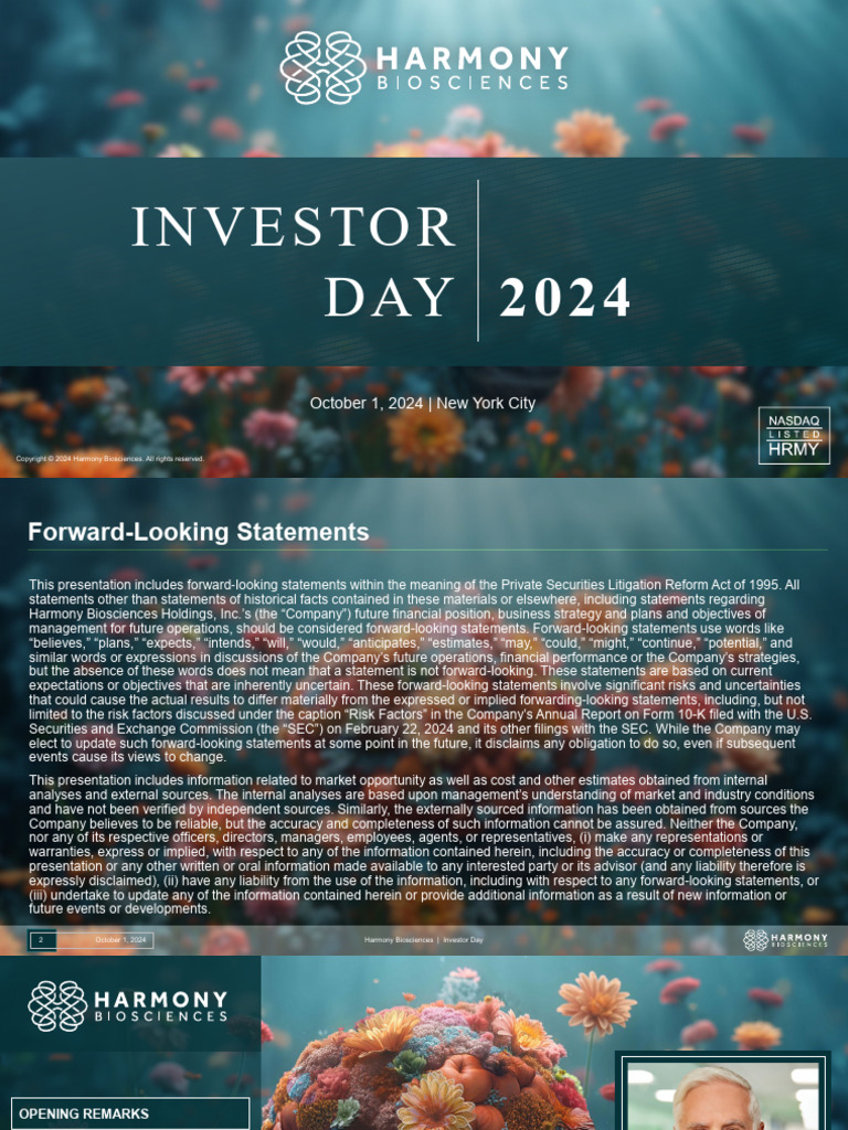 Harmony Biosciences Investor Presentation 2025.01.24 | PDF | Form 10 K | Clinical Medicine