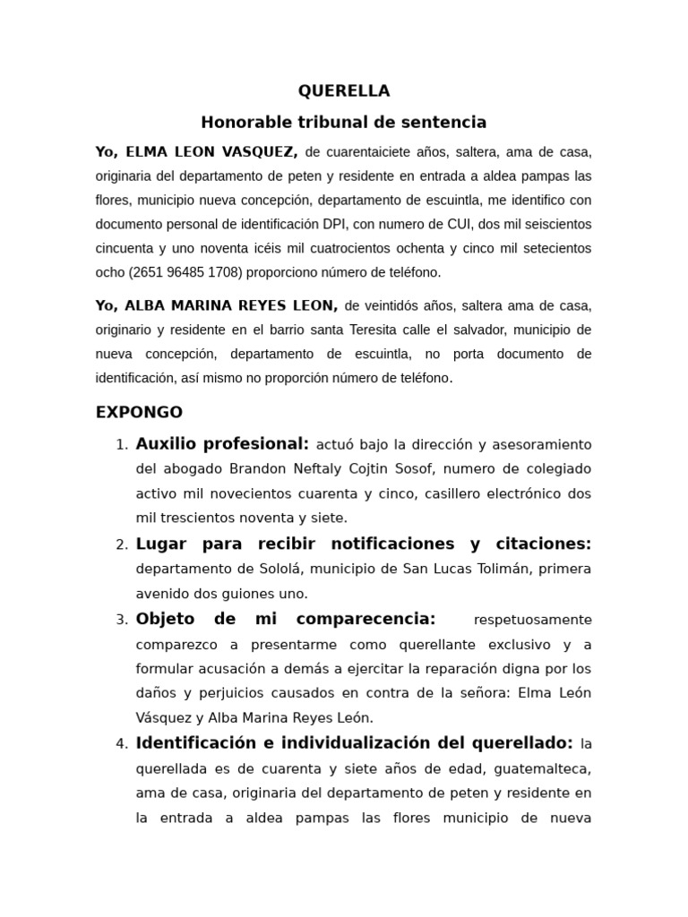 QUERELLA | PDF | Victimologia | Queja