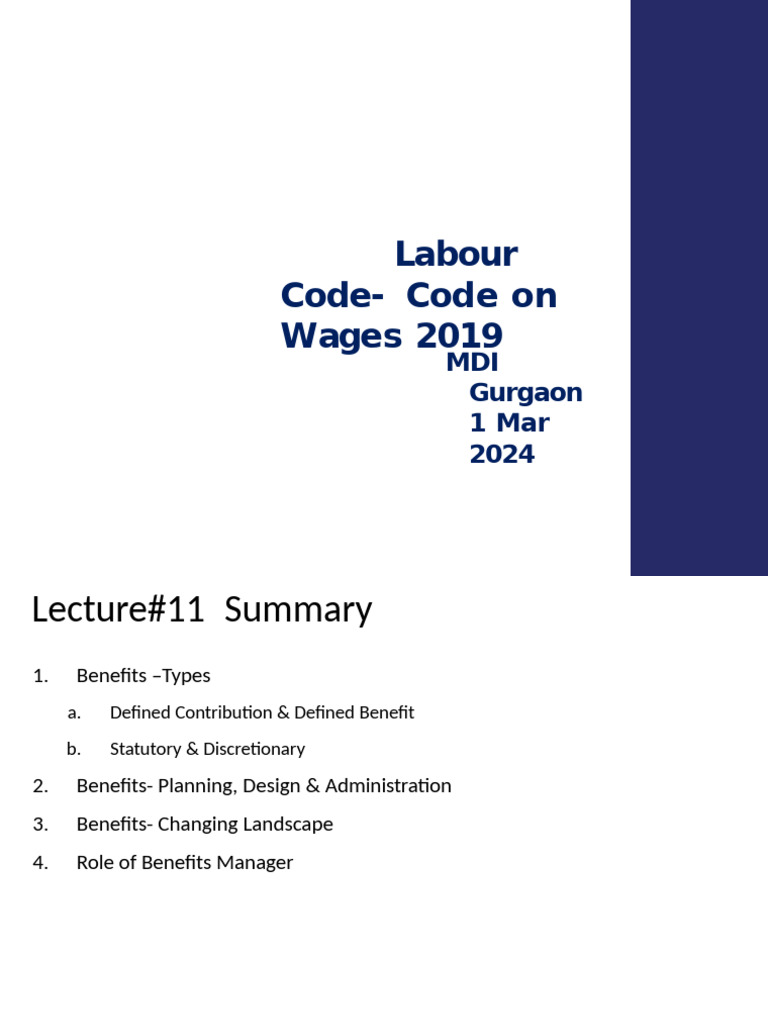 Overview of India's Code on Wages 2019 | PDF | Employment | Wage