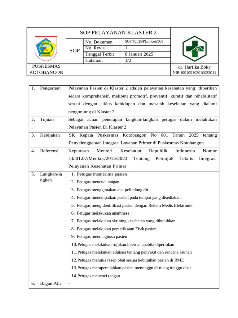 8. Sop Pelayanan Klaster 2 | PDF