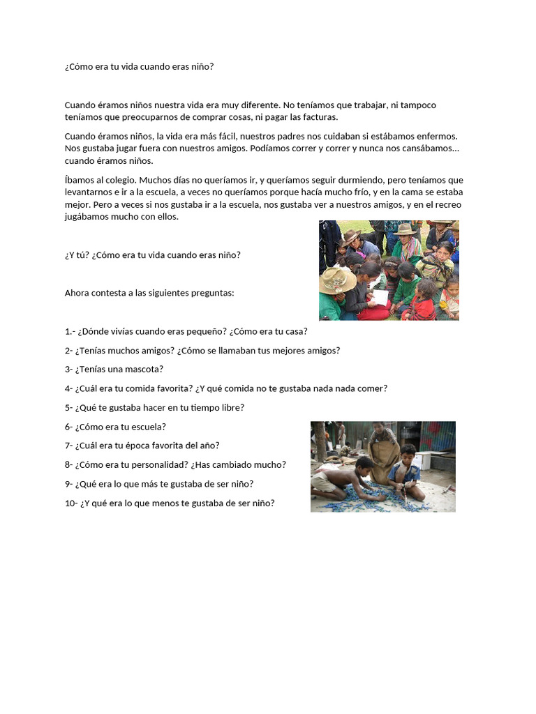 Recuerdos de la infancia y su vida | PDF