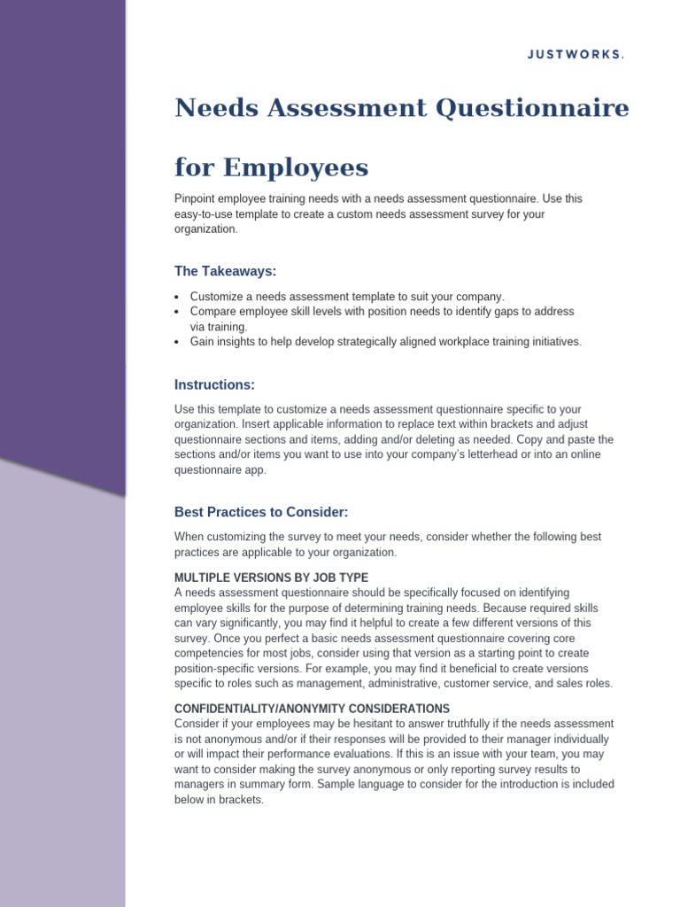 122220_Needs_Assessment_Questionnaire | PDF | Skill | Leadership