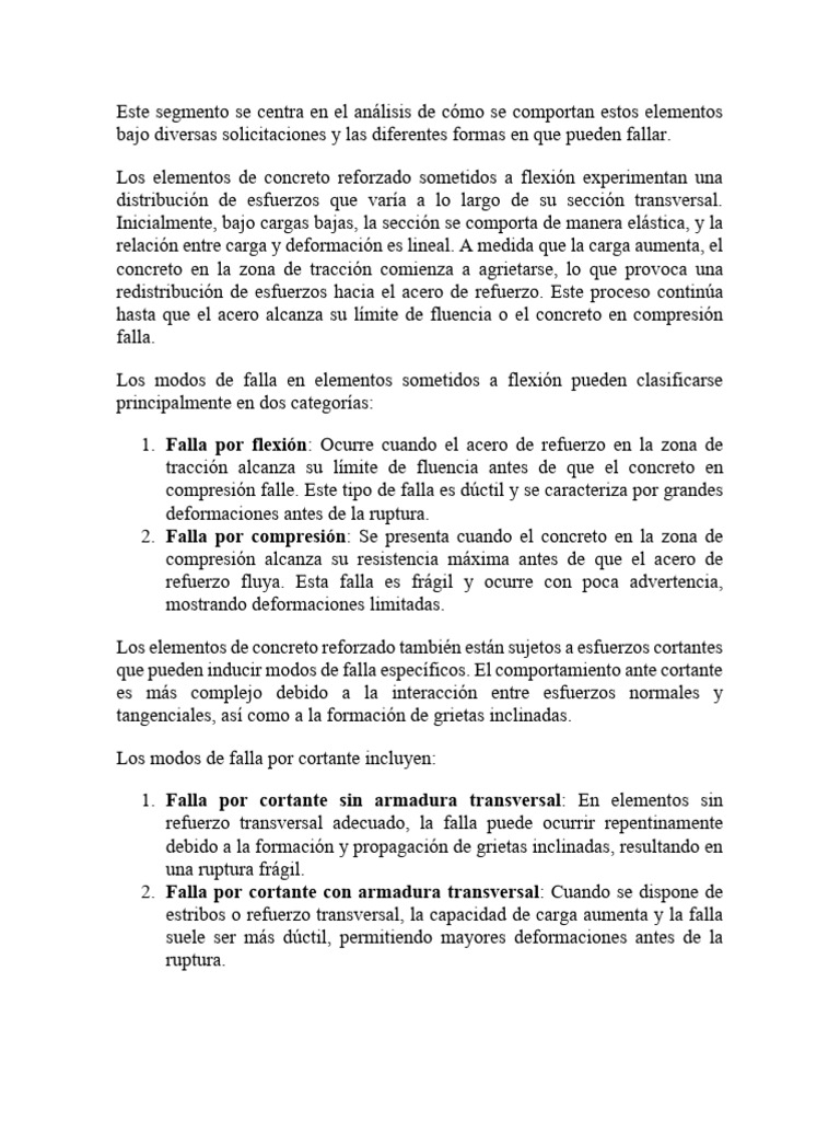 Modos de Falla en Concreto Reforzado | PDF | Hormigón | Falla (geología)
