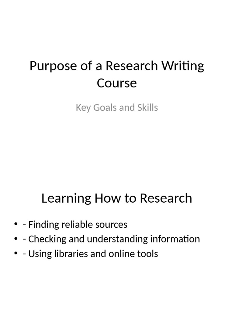 Simplified Research Writing Course Purpose | PDF
