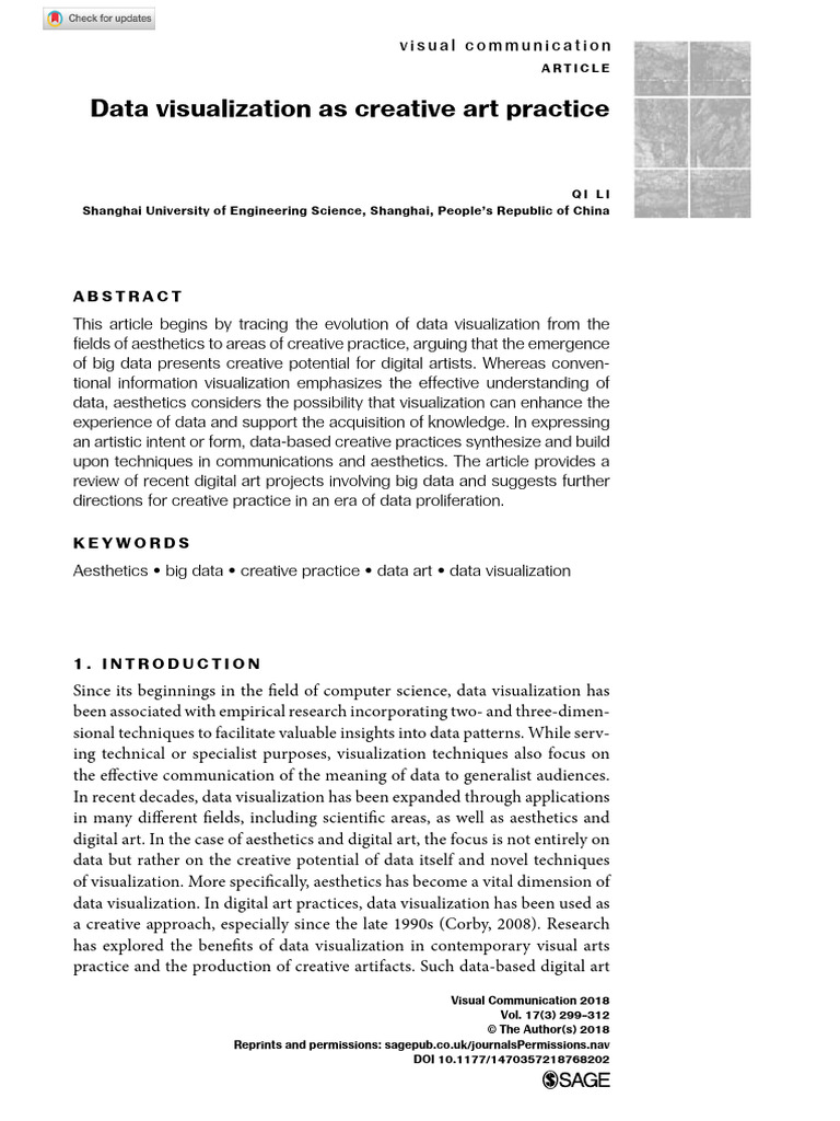 Li 2018 Data Visualization As Creative Art Practice | PDF | Data ...