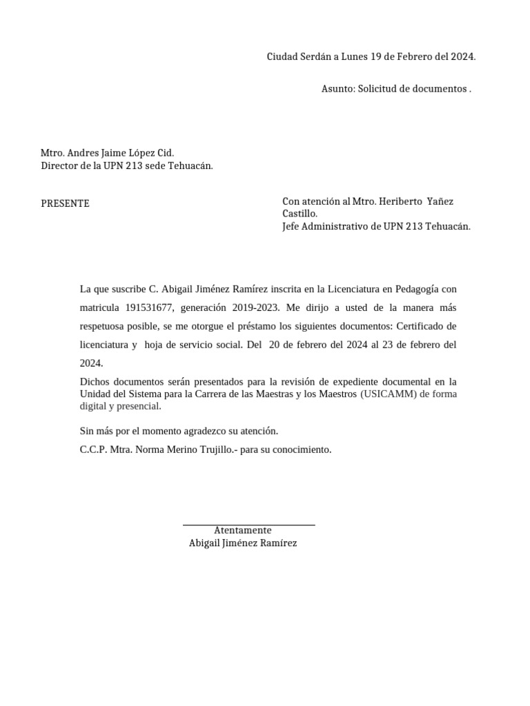 SOLICITUD DE DOCUMENTOS abigail (1) | PDF