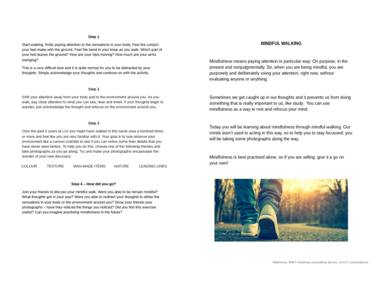 MINDFUL WALKING (Year 12) - Google Docs - 2 | PDF
