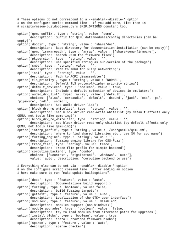 Meson Options | PDF | Boolean Data Type | Operating System Technology