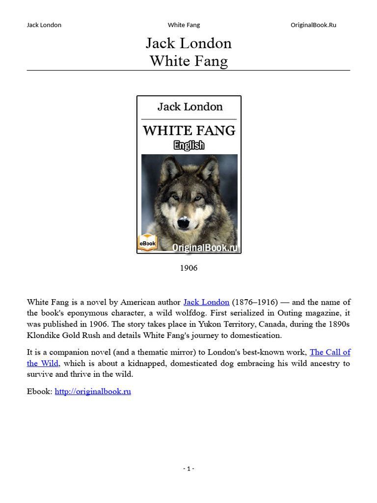 Jack London - White Fang [EnglishOnlineClub.com] | PDF | White Fang