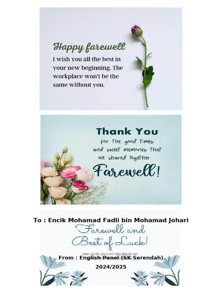 Farewell Cards | PDF