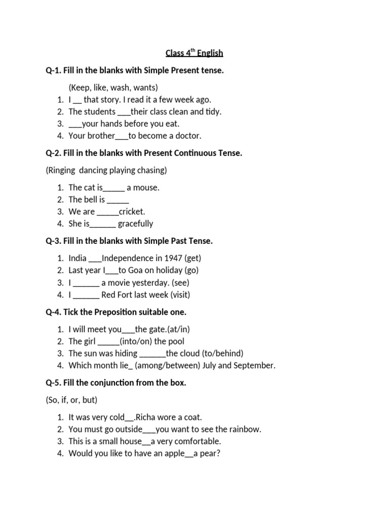 Class 4th English | PDF
