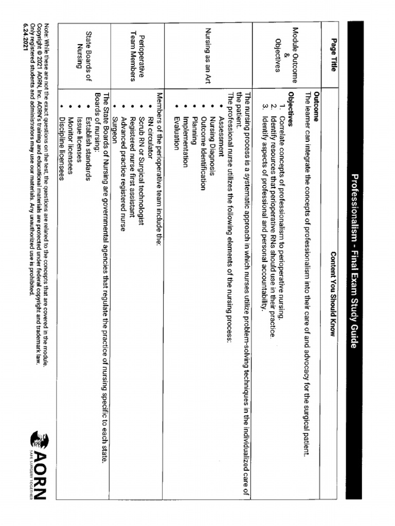 Periop101-Final Exam Study Guides | PDF