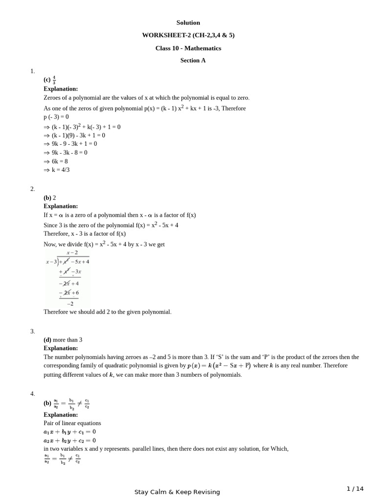 X-Worksheet-2-Ms (CH-2,3,4,5) | PDF | Quadratic Equation | Mathematical Concepts