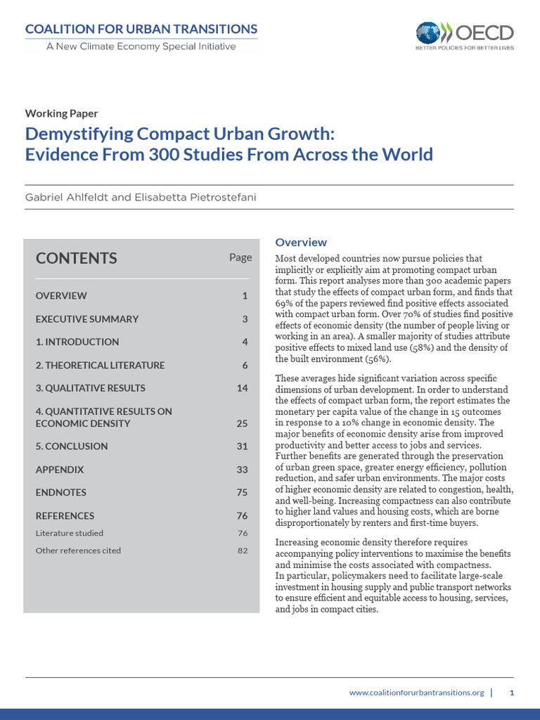 Benefits of Compact Urban Growth | PDF | Sustainability | Urban Sprawl