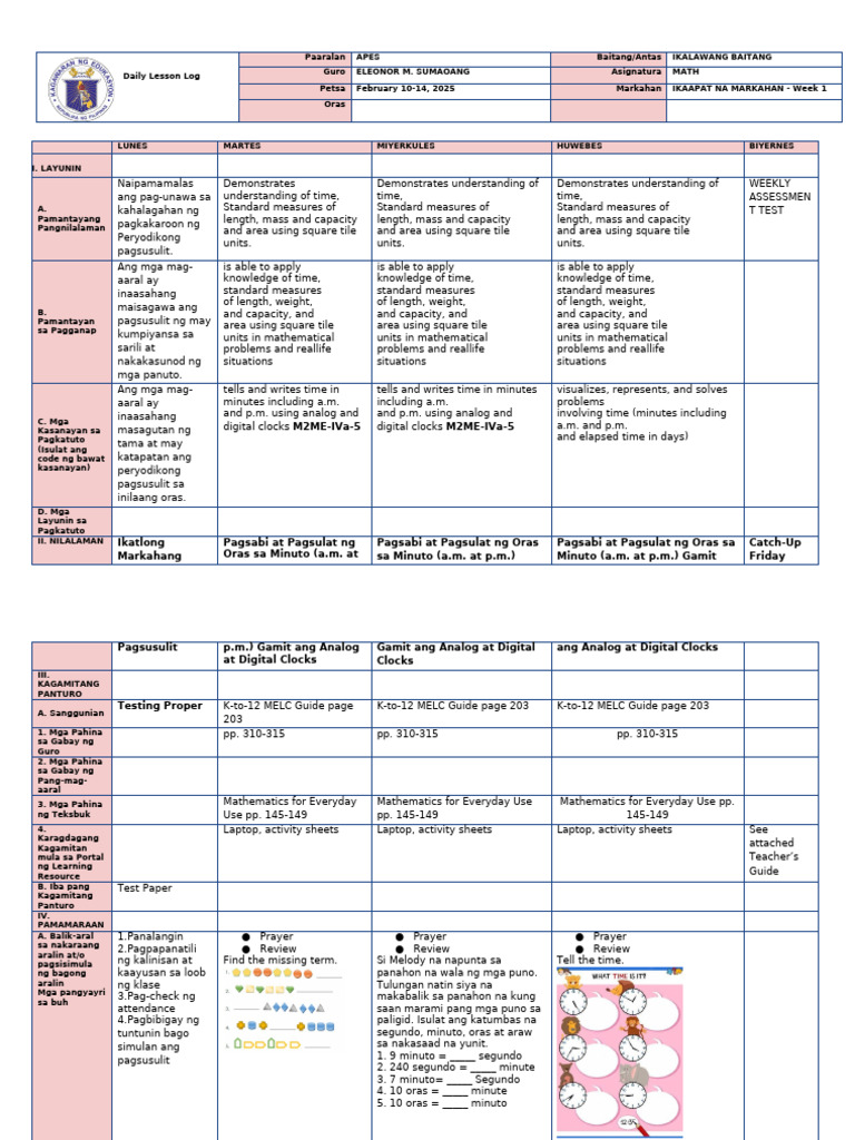 Q4-Week1-Dll-Math 2 | PDF