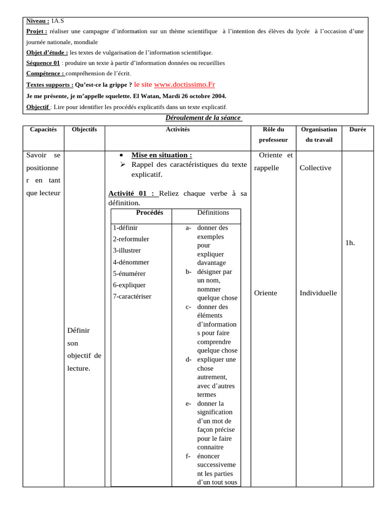 Procédés explicatifs en 1A.S | PDF