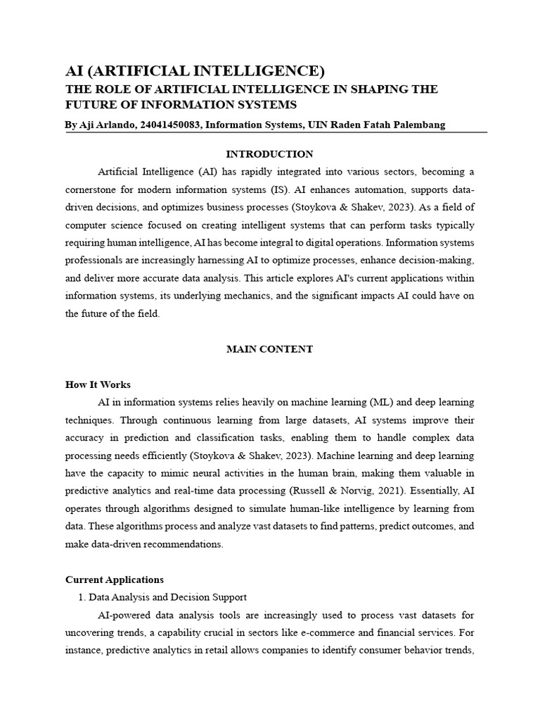 AjiArlando 24041450083 Tugas ArtikelBahasaInggris Artificial Intelligence | PDF | Artificial ...