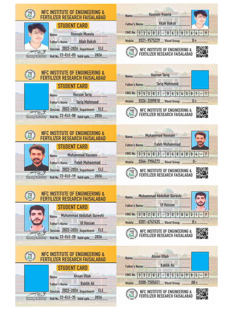 Students Cards Electrical Hostel | PDF