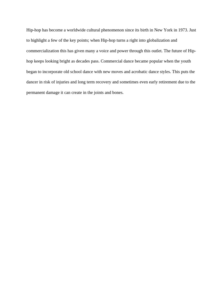 The Evolution and Risks of Hip-Hop Dance | PDF