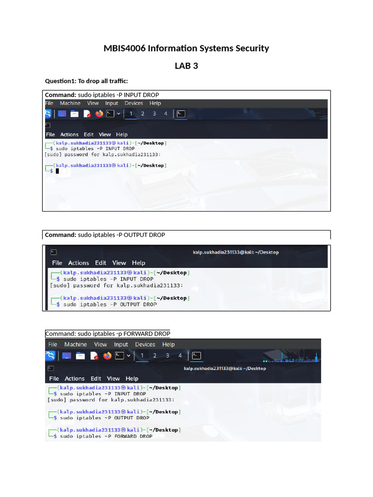 MBIS4006 Information Systems Security Lab3 Kalp | PDF