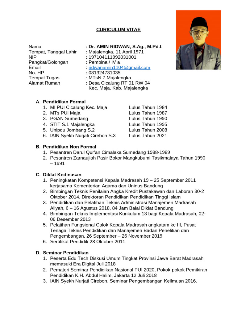 CURICULUM VITAE PA KEPALA | PDF