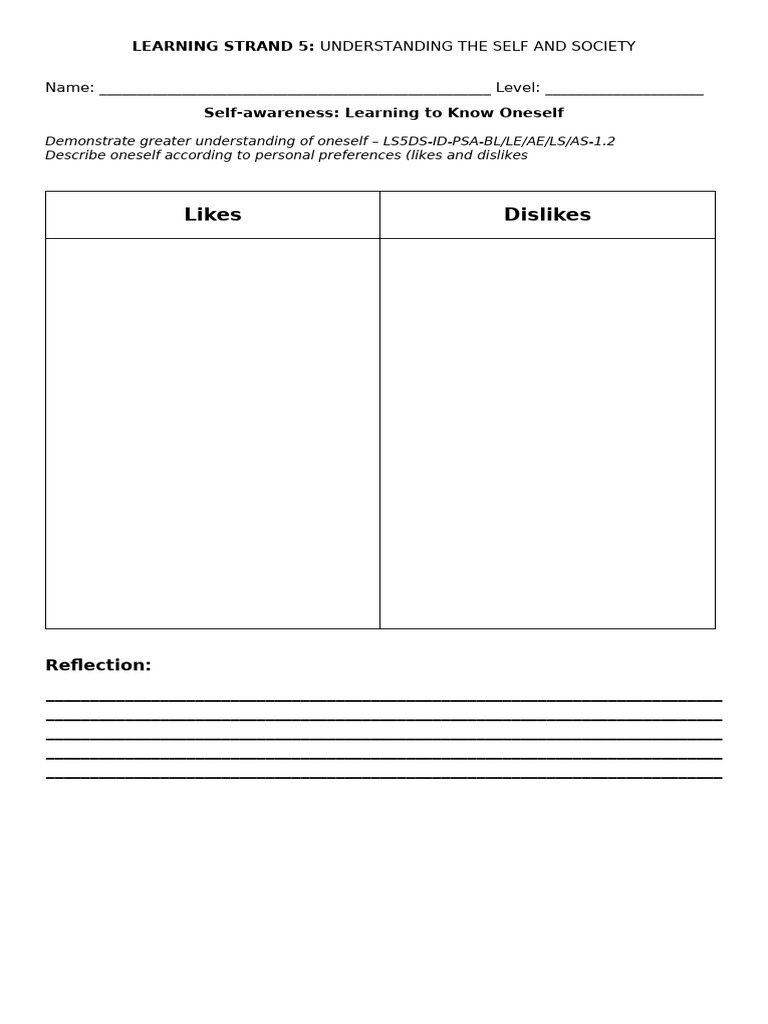 Elementary LS5 - Likes and Dislikes | PDF