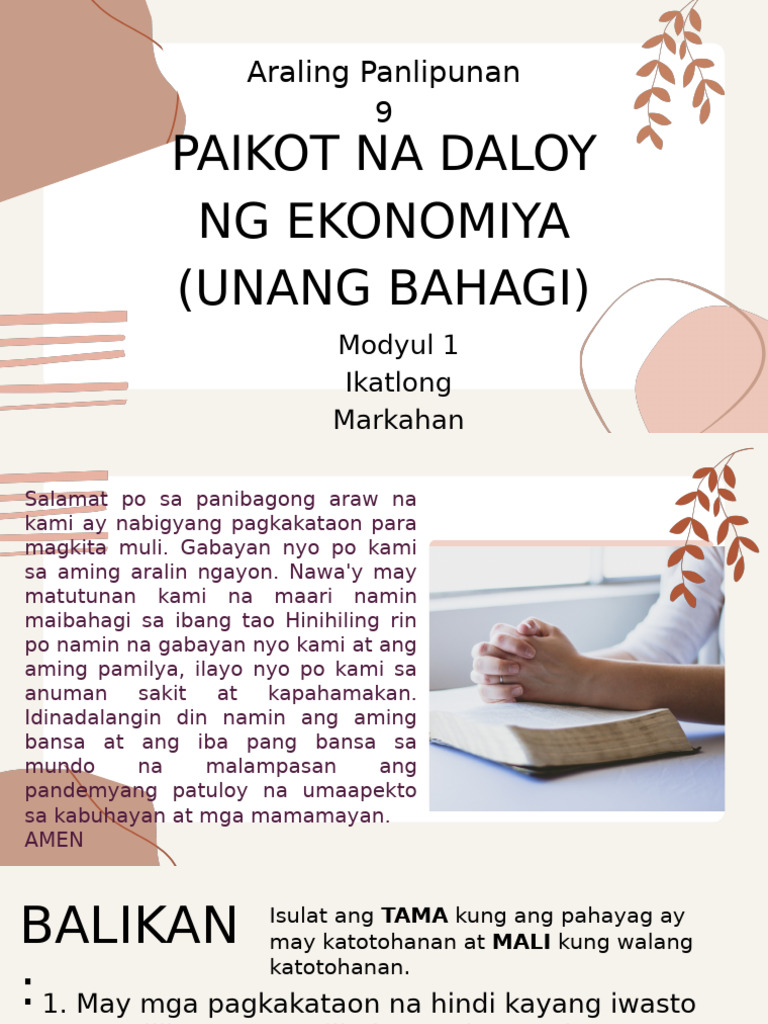 Araling Panlipunan 9: Paikot Na Daloy NG Ekonomiya (Unang Bahagi) | PDF